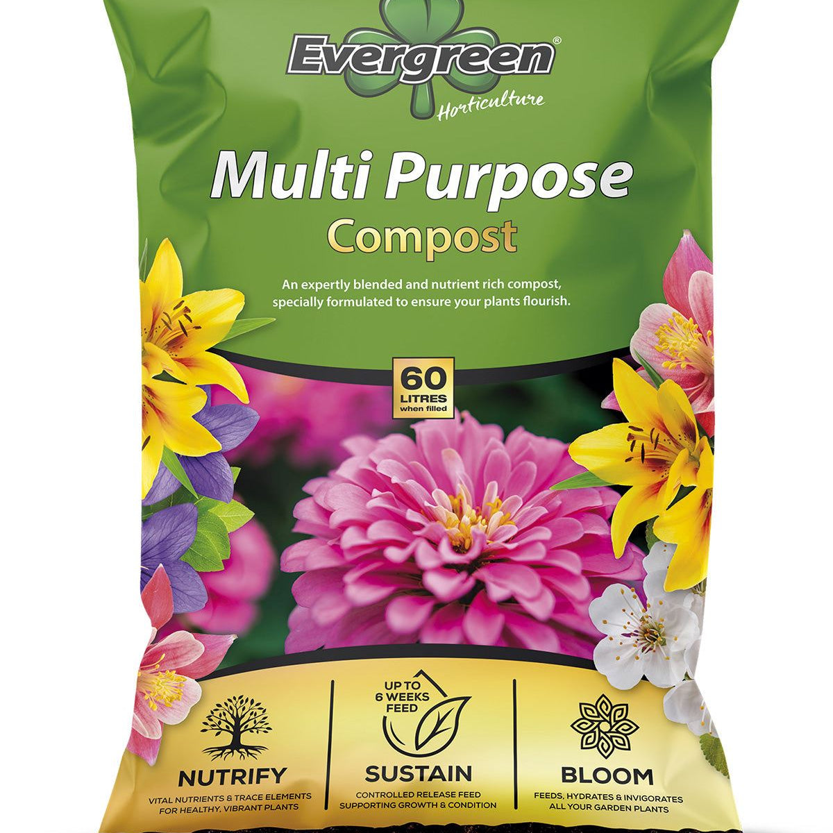 Evergreen Multi Purpose Compost 60 Litres — Grasslands Nursery